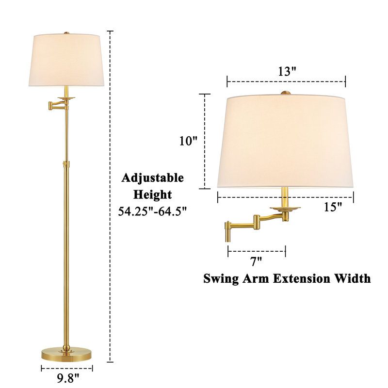 House of Hampton® Aleinah 64.5'' Adjustable Height Swing Arm Floor Lamp & Reviews | Wayfair